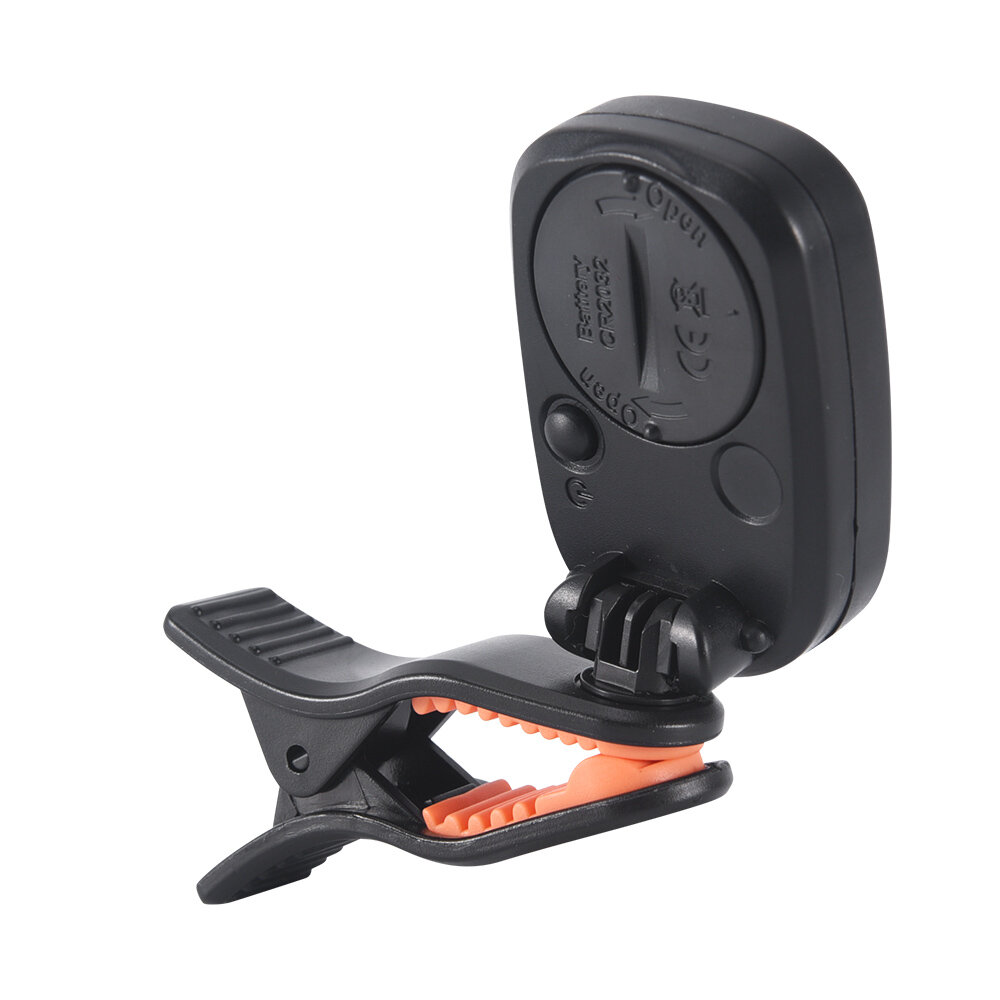 LINGTING LT-01 Мини цифровой электронный тюнер с клипсой, вращающийся на 360°, с 2-мя подсвечивающимися ЖК-экранами для гитары, хроматической бас-гитары, укулеле, скрипки C/D