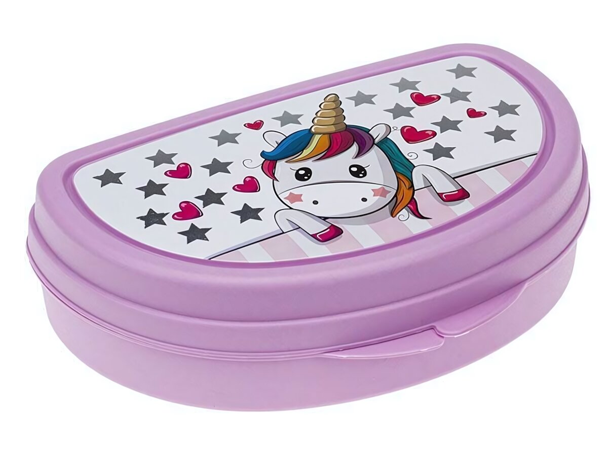 Бутербродница ланч-бокс 'Единорог', фиолетовая, с защёлками, 15х10,5х4 см
