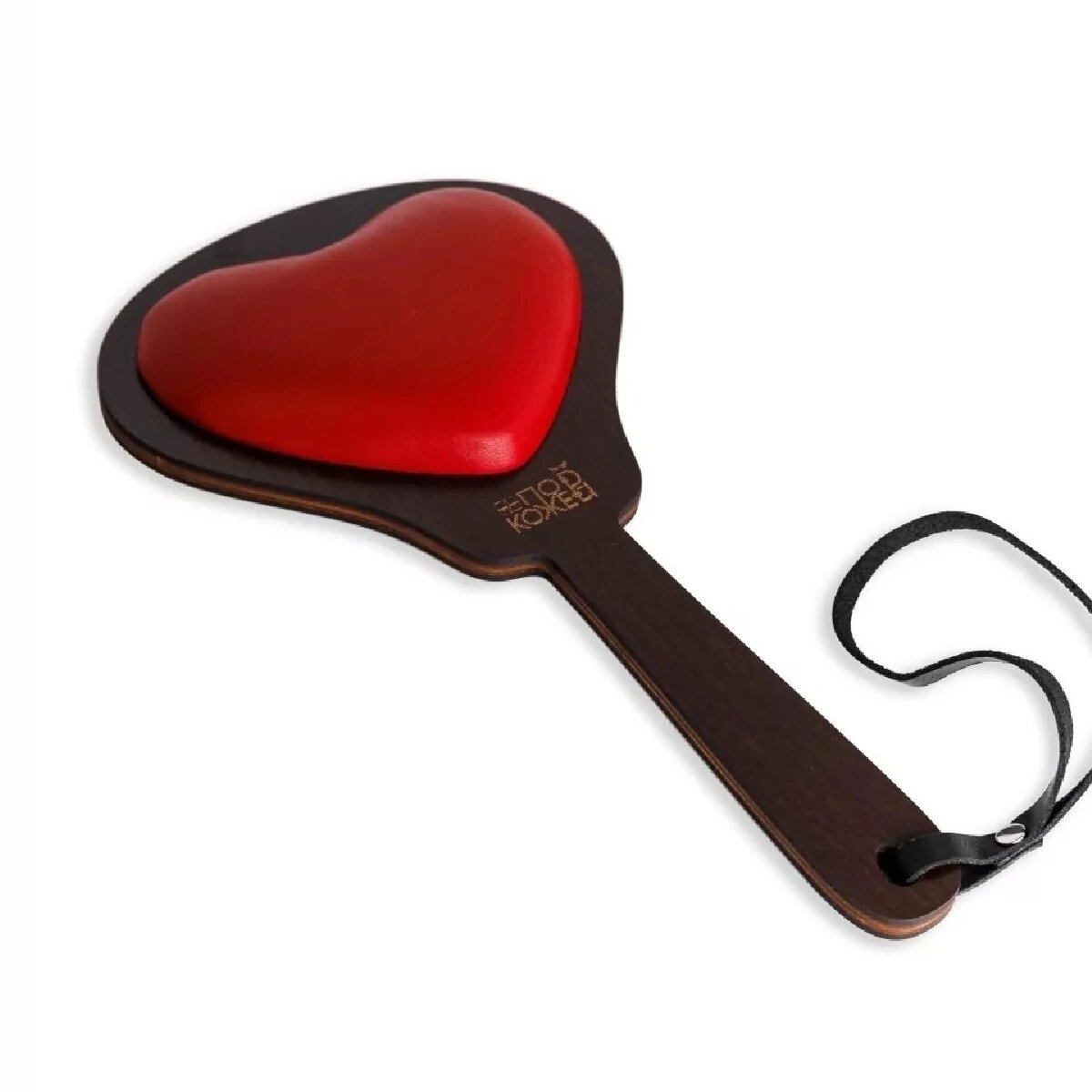 Паддл ПодКожей "Мягкое сердце", натуральная кожа/дерево, цвет красный, 33х12 см