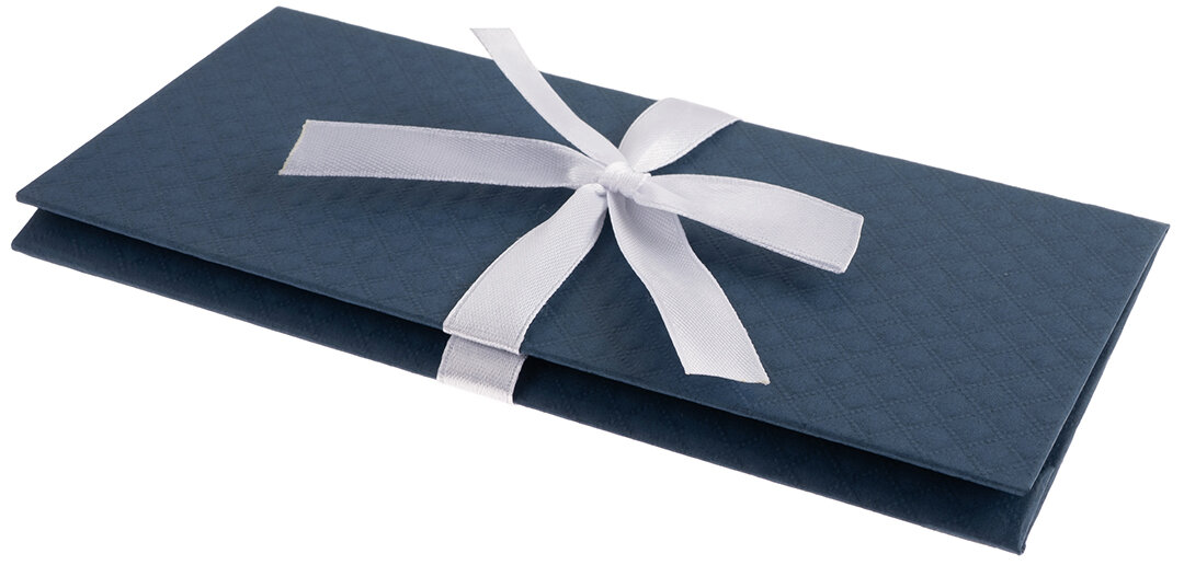 Подарочный конверт Дон Баллон Атласная лента, Тиснение Ромб, синий, 8,3х17,2 см