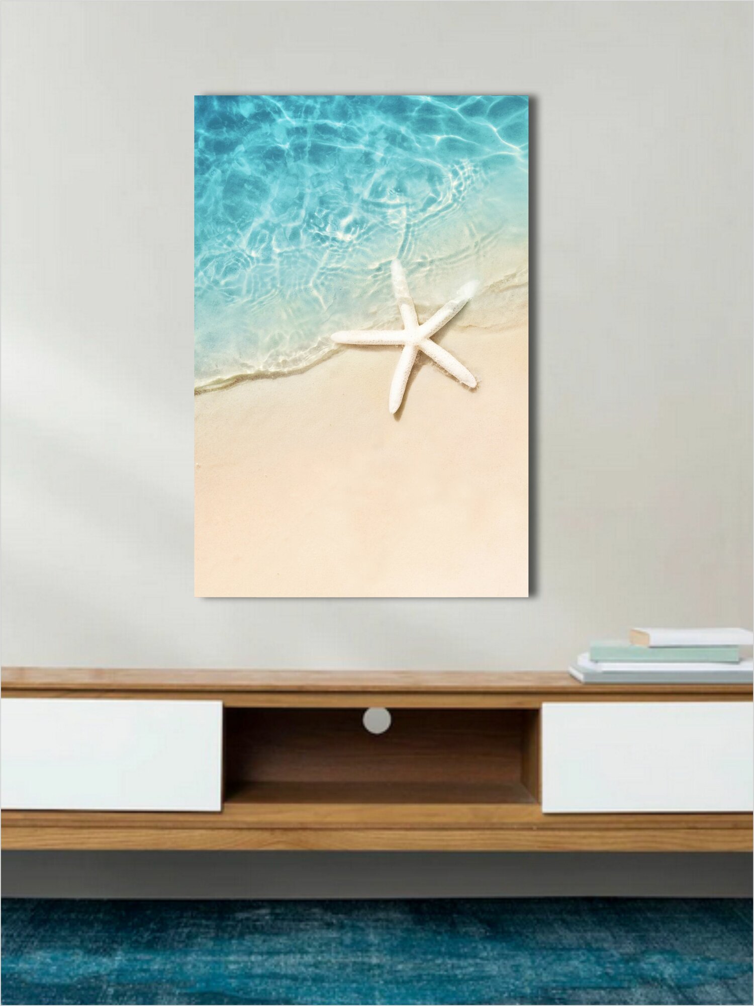 Картина вертикальная, Морская звезда в стиле минимализм , 50х70 см Art IrbisPrint натуральный холст на подрамнике 20 мм