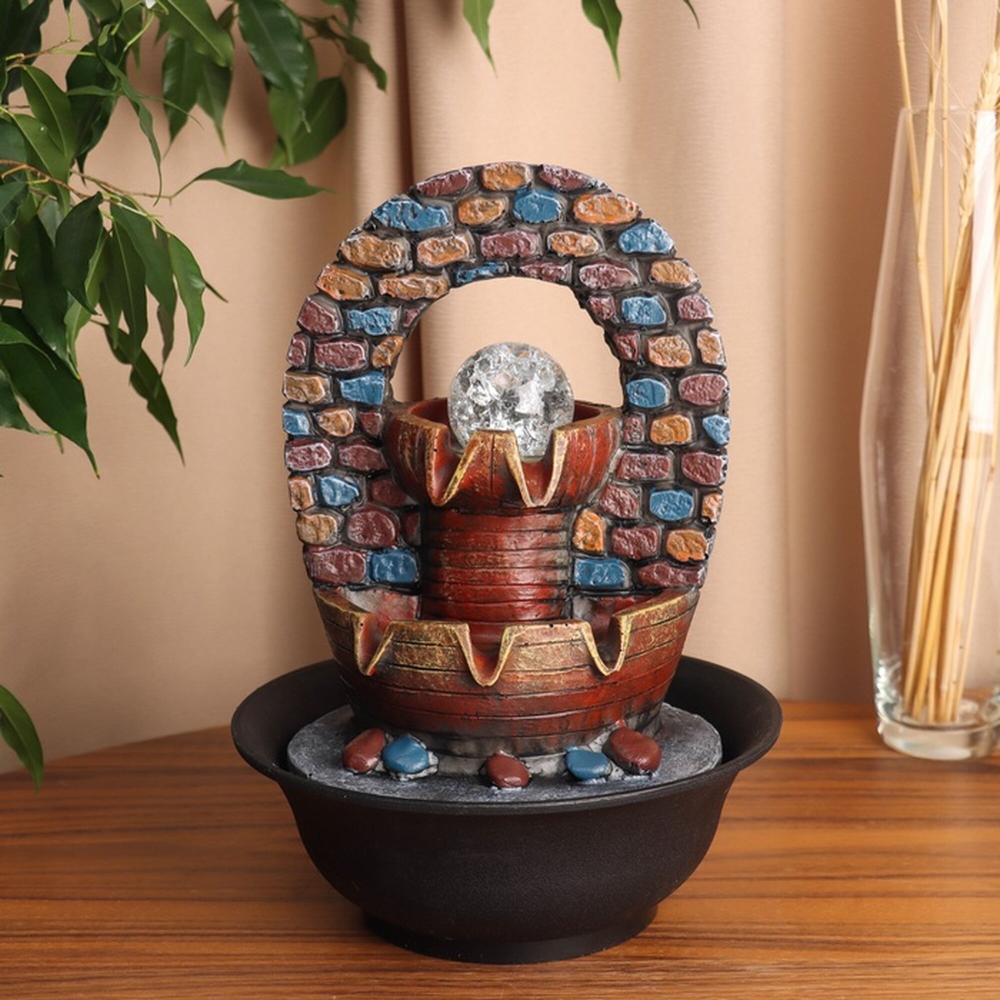 Фонтан Сима-ленд «Барден», настольный, с подсветкой, полистоун/стекло, 29 см