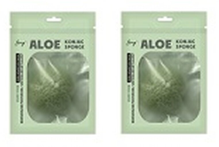 Спонж Singi косметический (конняку) Aloe Konjac Sponge, для чувствительной кожи, 2 шт