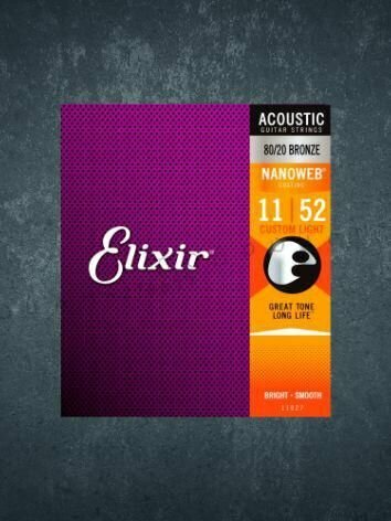 Струны для акустической гитары Elixir 11027 Nanoweb Custom Light Bronze, 11-52