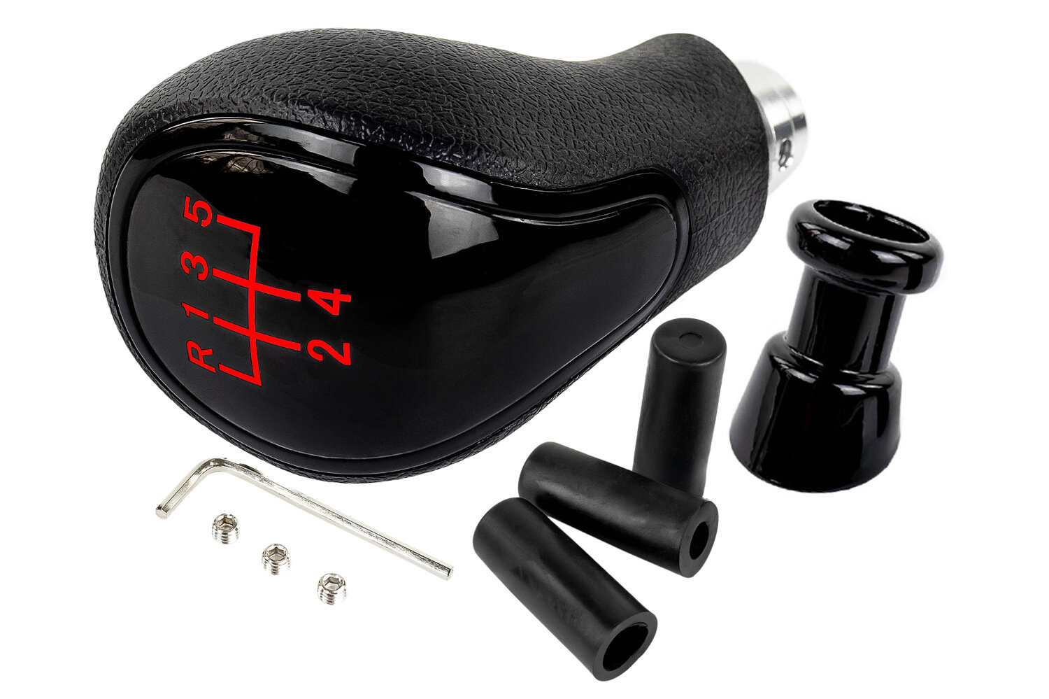 Ручка КПП черный лак с красной LED подсветкой и пыльником для ВАЗ 2110, 2111, 2112