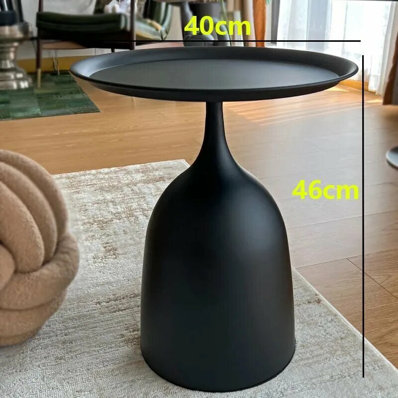 Журнальный стол, круглый, металлический, высота 46 см, цвет чёрный, для гостиной