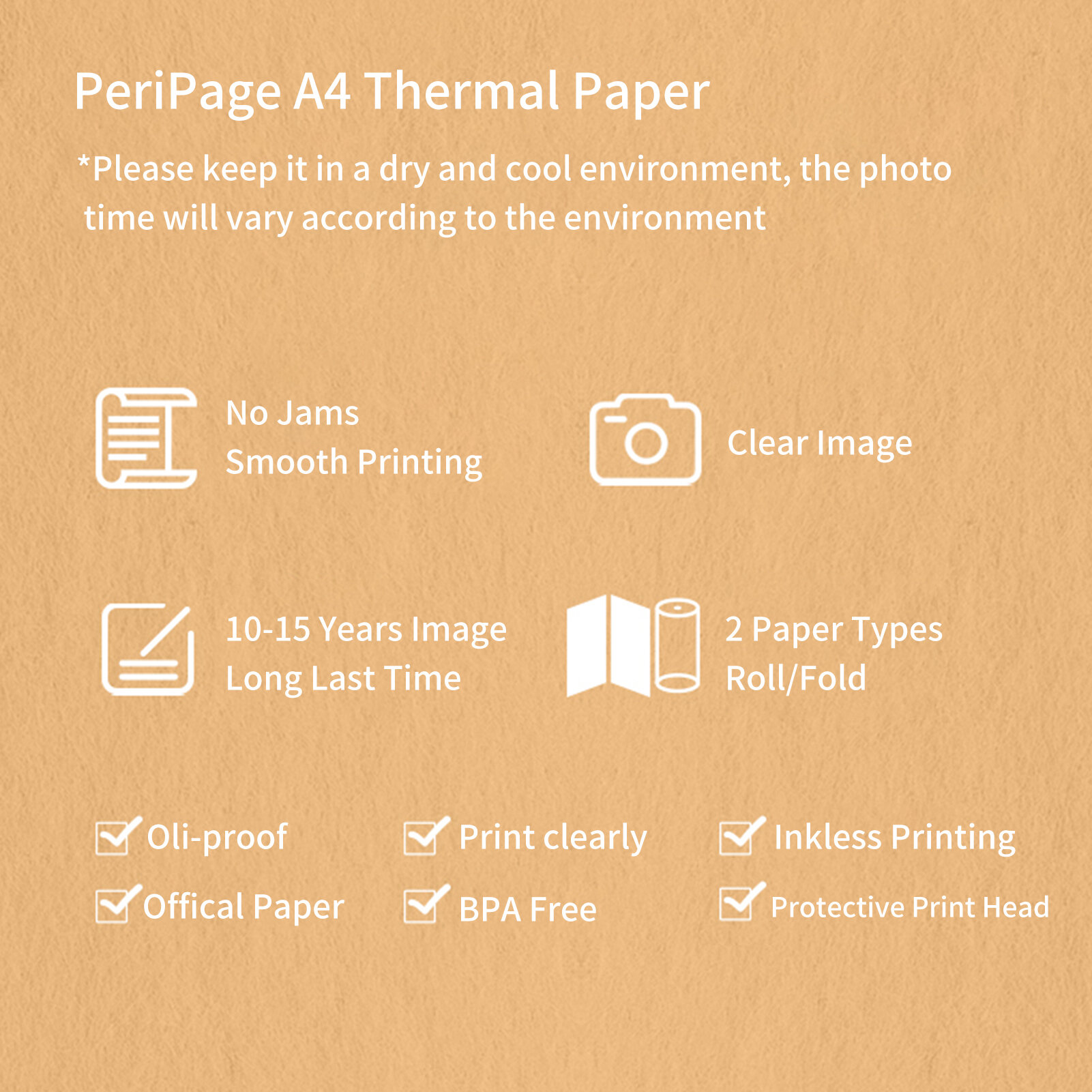 Термобумага PeriPage Fold, 10-15 изображений, 210x297 мм, 100 листов