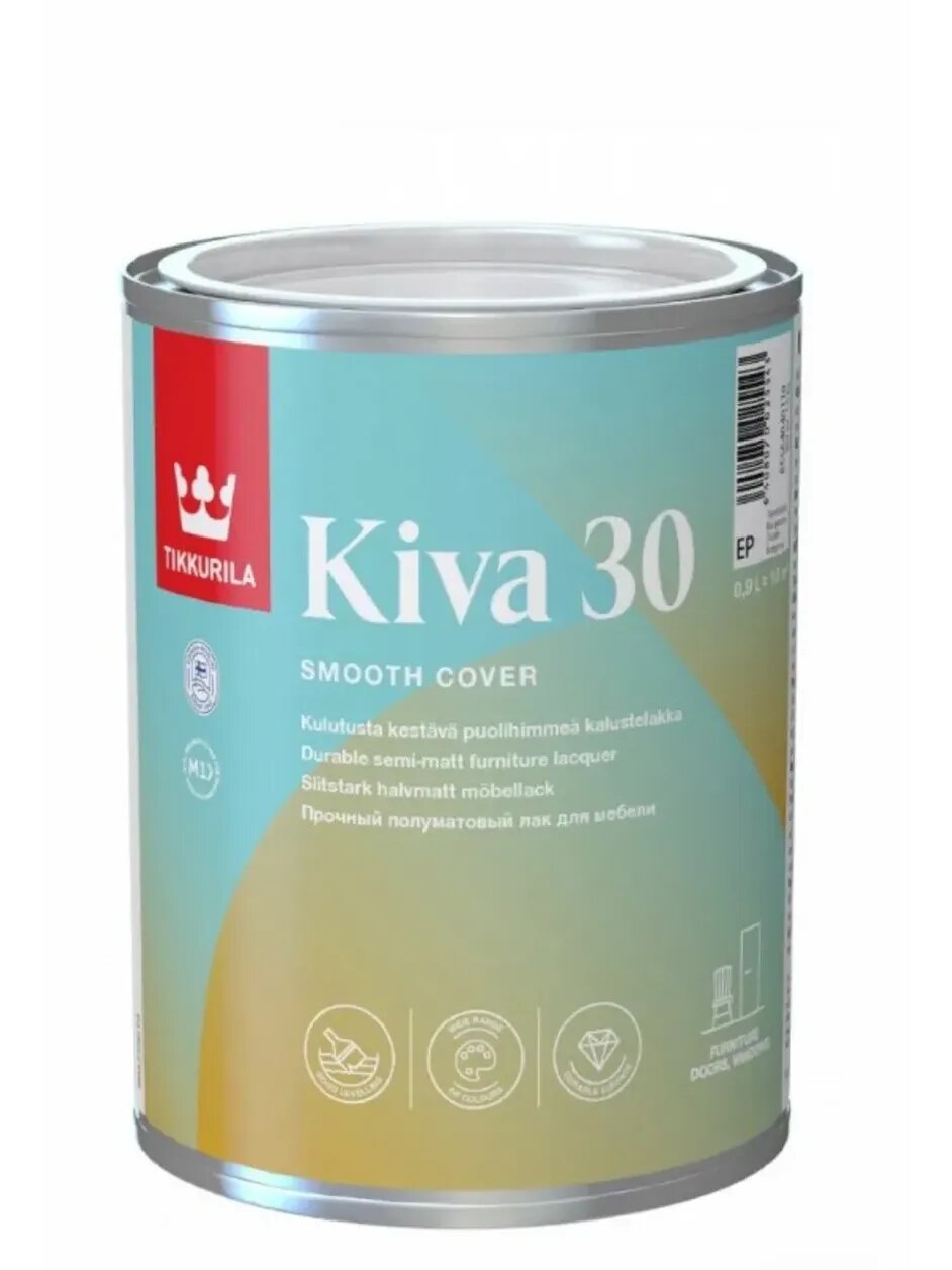 Лак для мебели Tikkurila Kiva 30, полуматовый, для внутренних работ