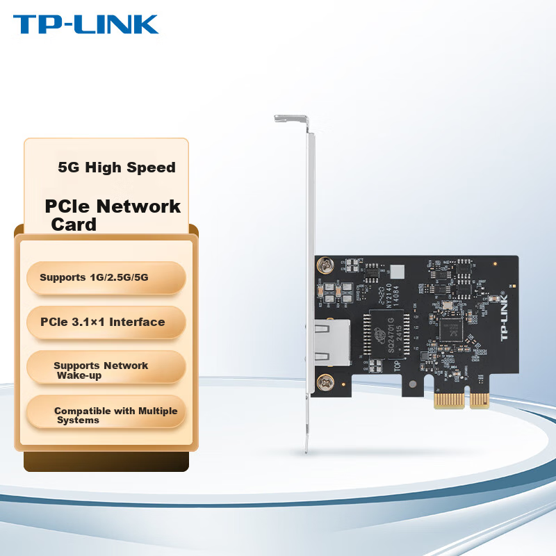 TP-LINK PCI-E Gigabit Network Card Desktop Computer Built-in PCIe to 5G Wired Network Card RJ45 Network Port Expansion Host Server Ethernet Adaptive Network Card NE421