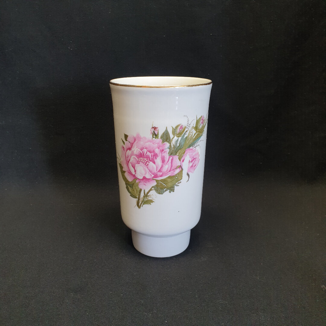 Ваза Дулевский Фз, фарфор деколь дефект, высота 21.5 см, винтаж СССР