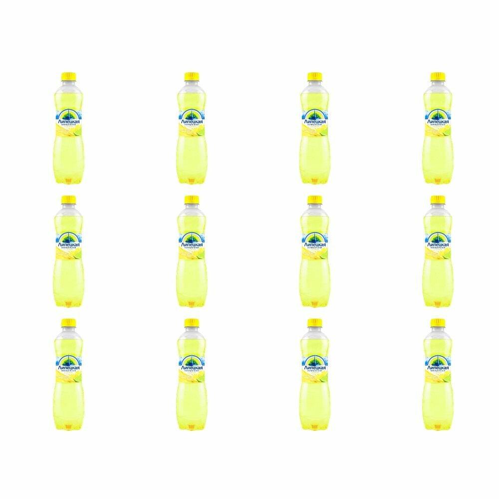 Липецкая Минеральная вода газированная Лайт Лимон и лайм, 500 мл, 12 шт