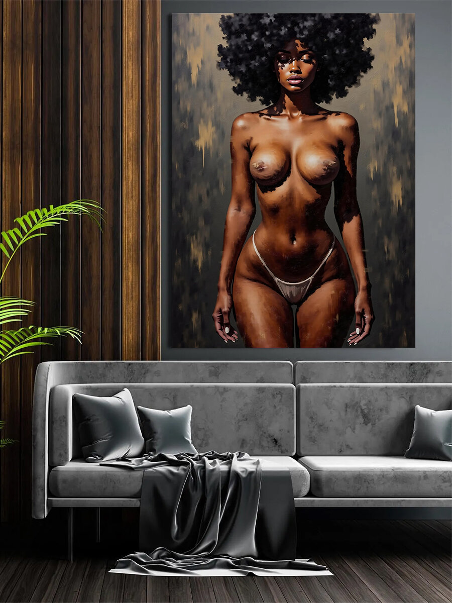 Картина на стену - "Негритянка эротика африканская женщина" , 50х70 см.
