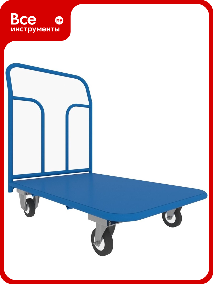 Платформенная тележка METOS для транспортировки грузов до 450 кг, размеры 600x1000 мм, удобная высота ручки 770 мм, устойчивая конструкция без складной ручки и борта