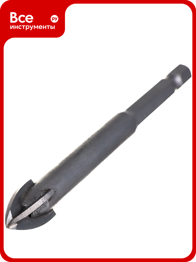 Сверло по стеклу и кафелю ЗУБР Профессионал 4-х резцовый, 12 мм, шестигранный хвостовик 29845-12_z01, 12х95 мм, стекле
