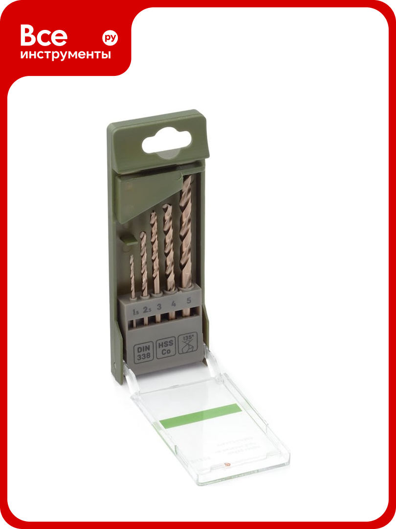 Набор свёрл по металлу Дело Техники Cobalt 5, 5шт. 211205, 5 мм, сталь