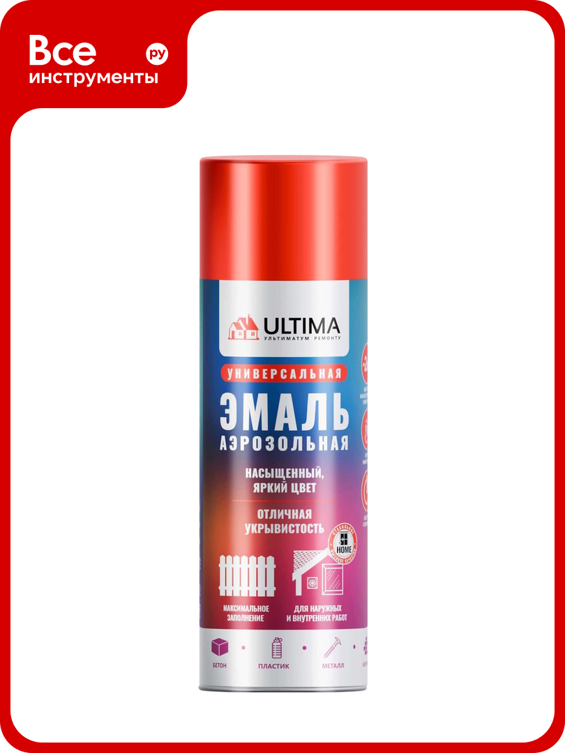 Аэрозольная краска ULTIMA RAL 3020 красный универсальная 520 мл ULT011, профессионального и бытового