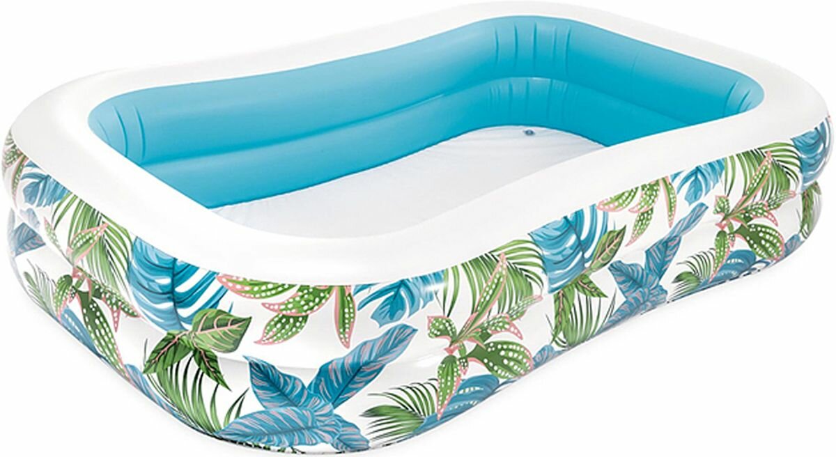 Бассейн надувной прямоугольный “Центр тропического плавания”, уличный для плавания, купания и игр в воде на дачу для детей от 3 лет