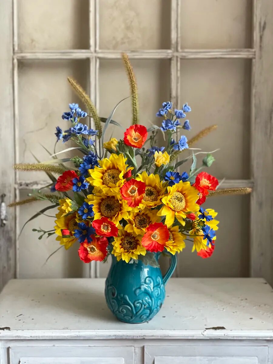 Букет для интерьера искусственные цветы Подсолнухи Маки