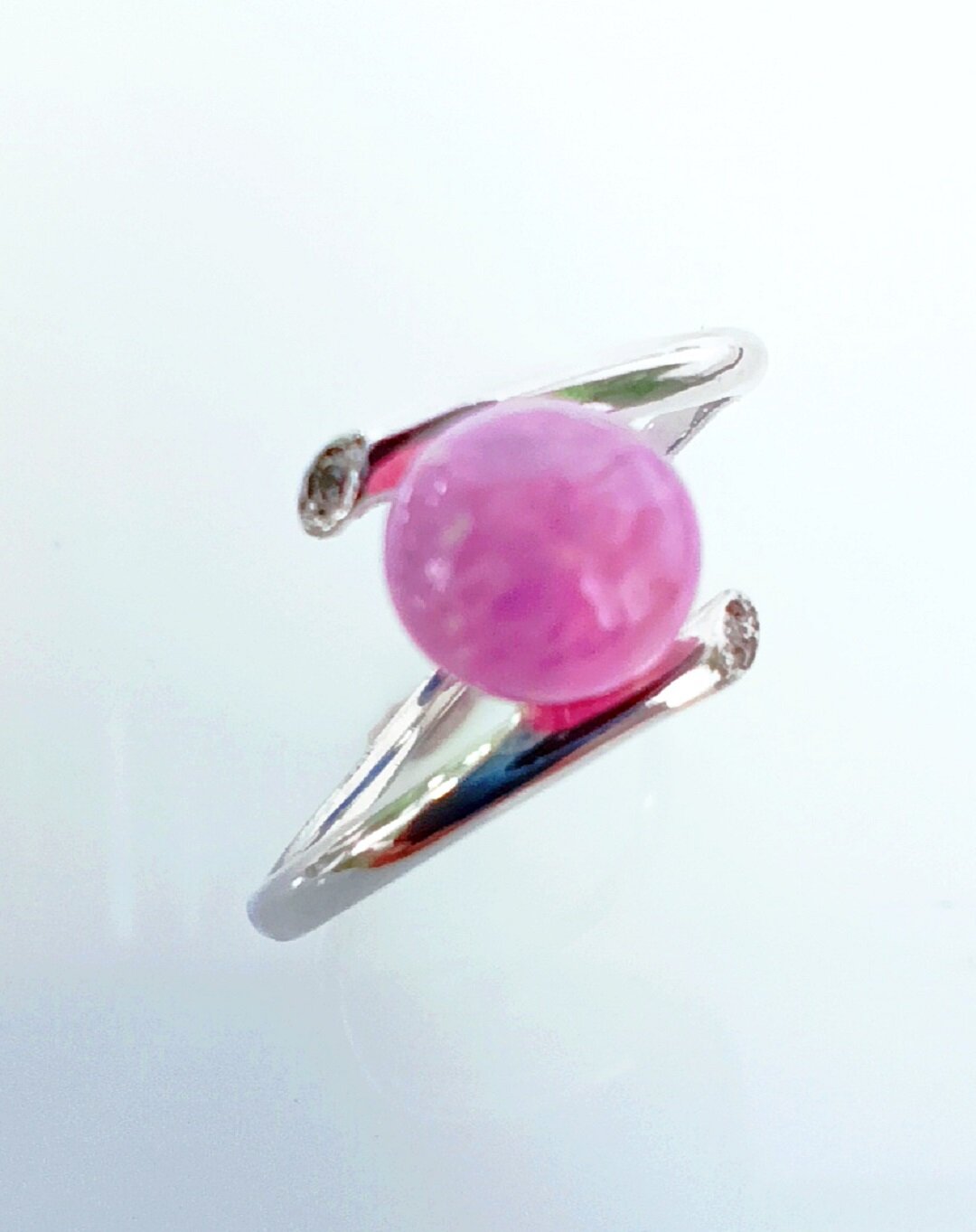 Перстень, серебро, 925 проба, родирование, опал синтетический, фианит