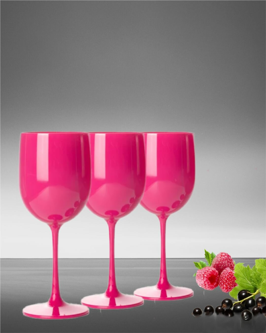 Бокалы для вина Piscine фуксия 480 мл. небьющиеся пластиковые NIPCO В наборе 3 шт.