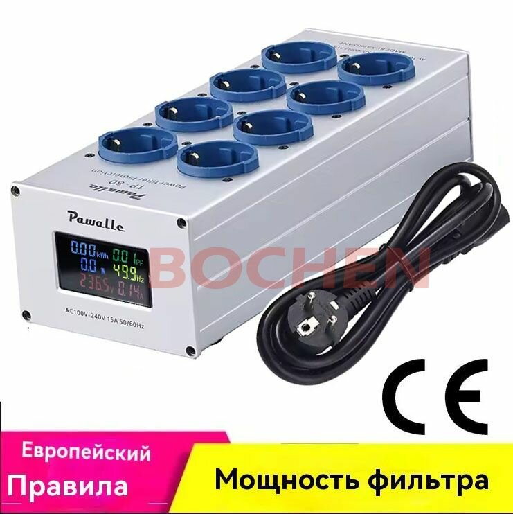 Фильтр Pawalle-Power tp80, розетка, шумоподавление, защита от перегрузки, функция отображения напряжения