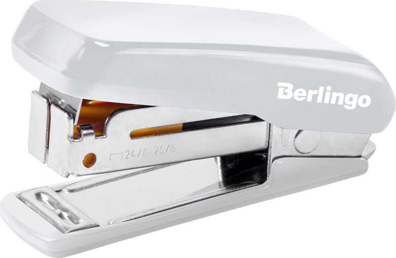 4 шт, Мини-степлер №24/6, 26/6 Berlingo "Comfort" до 20л, пластиковый корпус, белый