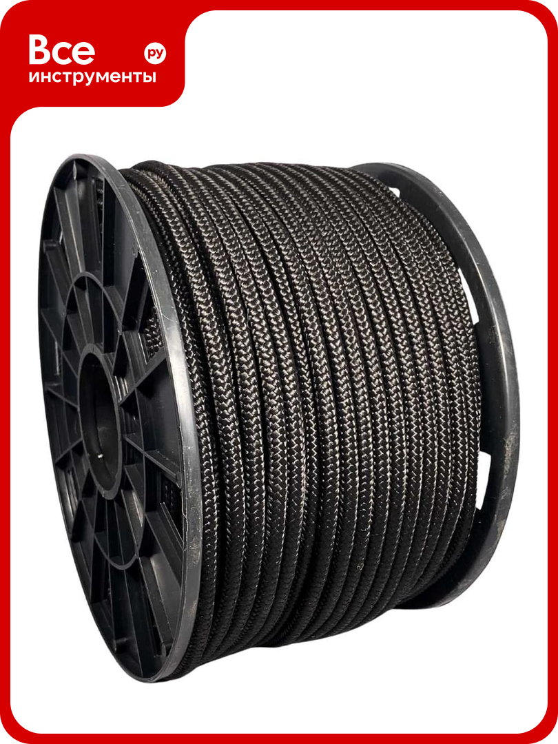 Шнур плетеный полипропиленовый ООО Оптхозторг 8 мм 100 м черный, для максимальной надежности и универсальности