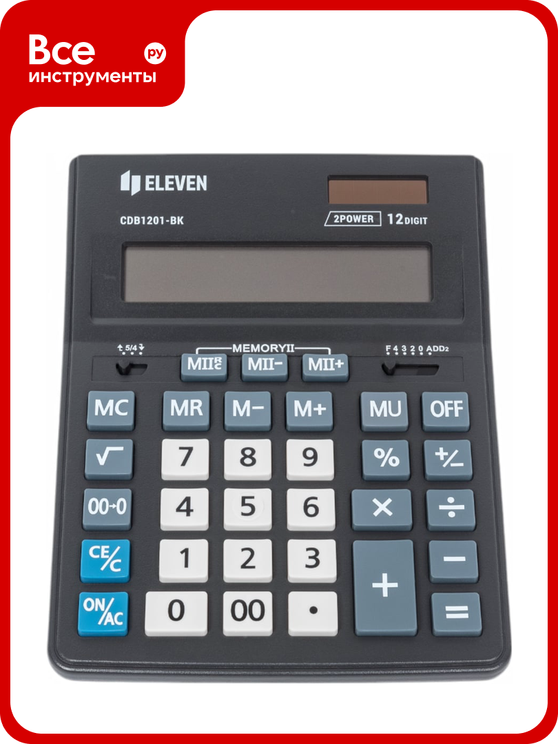 Настольный калькулятор Eleven Business Line 12 разрядов CDB1201-BK, 35 мм, устойчивые
