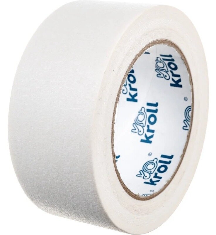 Малярная лента Kroll / Кролл на крепированной бумаге, цвет белый, ширина 48мм, длина 90м / скотч малярный