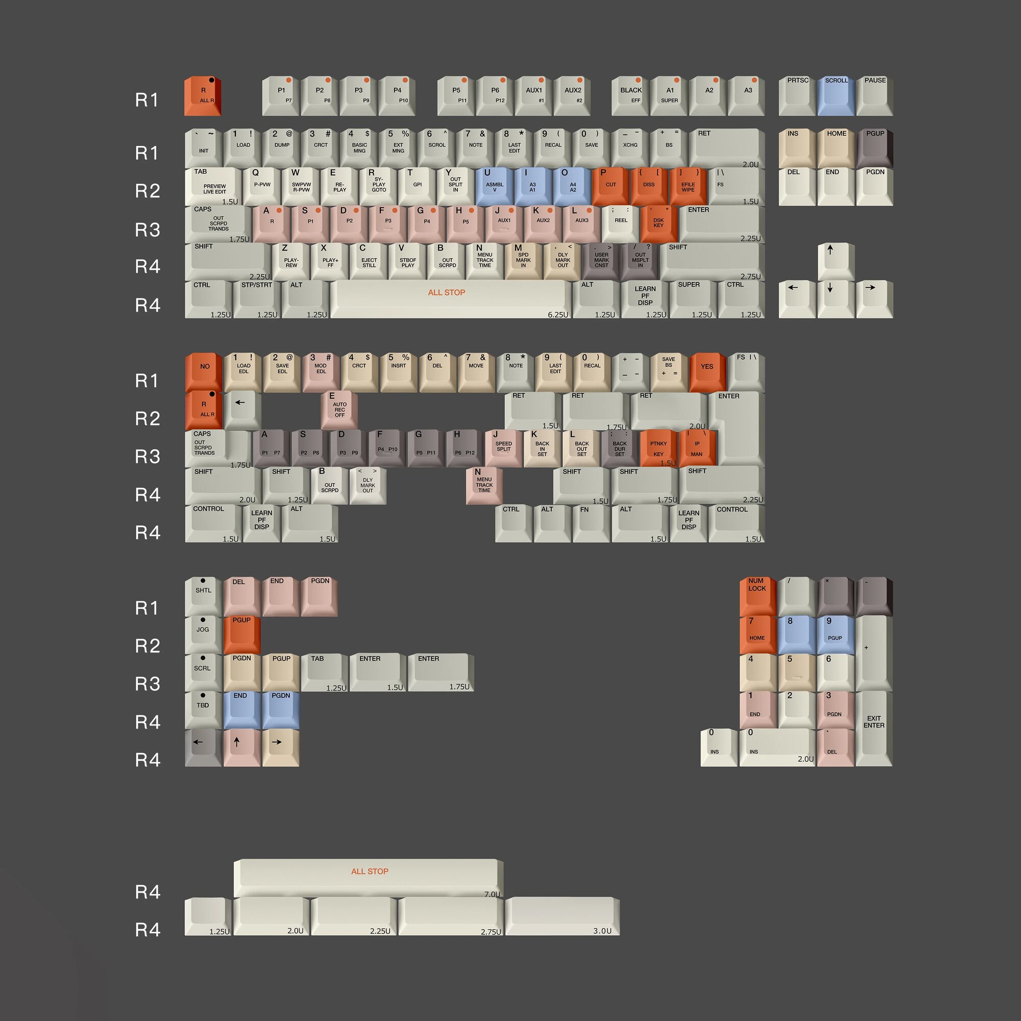 KBDfans S9000 Retro колпачки клавиш, 17 шт