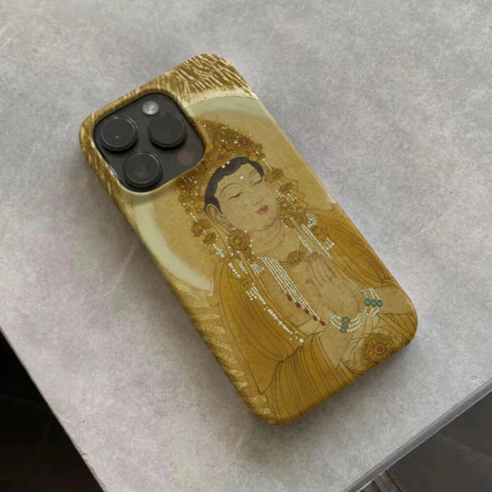 Религиозное искусство Золотой Будда, украшенные украшениями, шикарный чехол для iPhone17 Про Макс