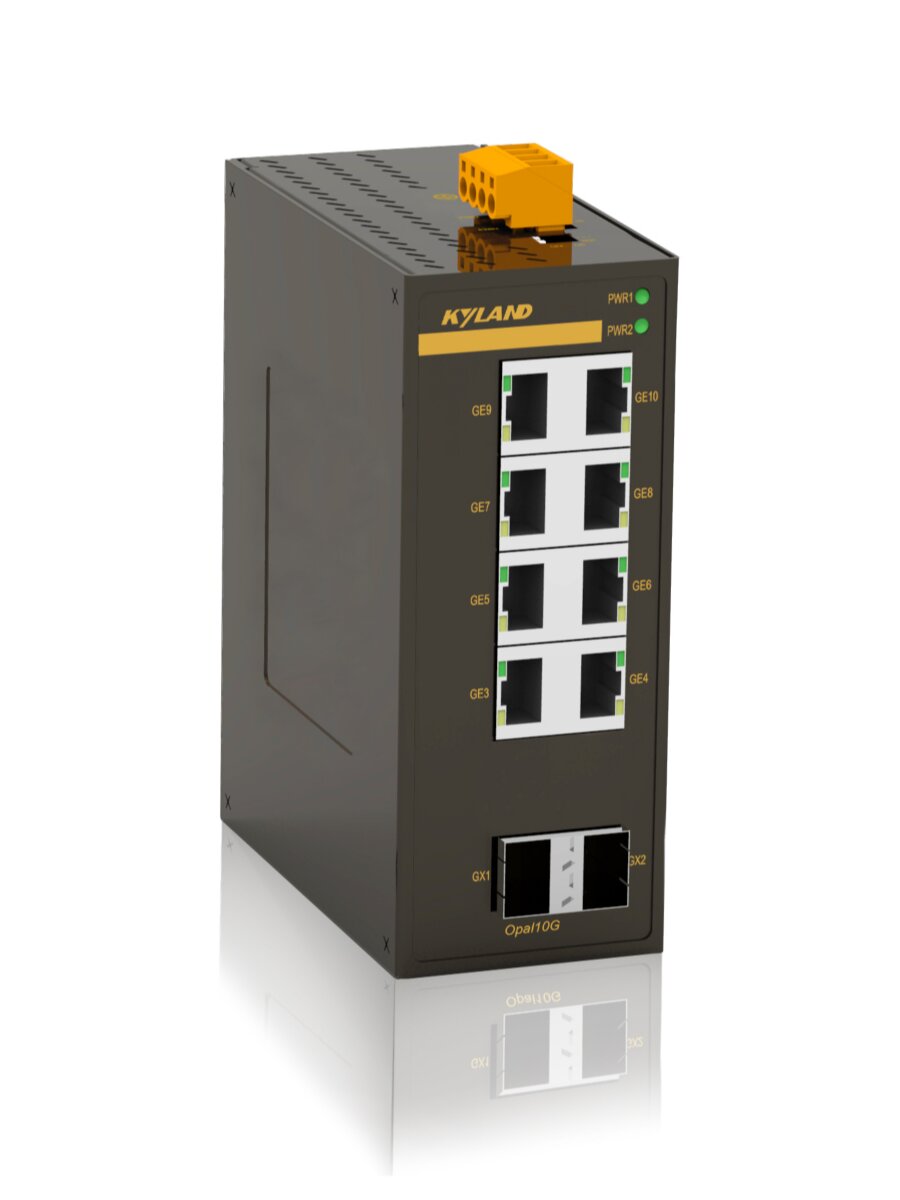Коммутатор Kyland Opal10G-2GX8GE-LV-LV, 10-портовый, неуправляемый, промышленный, на DIN-рейку
