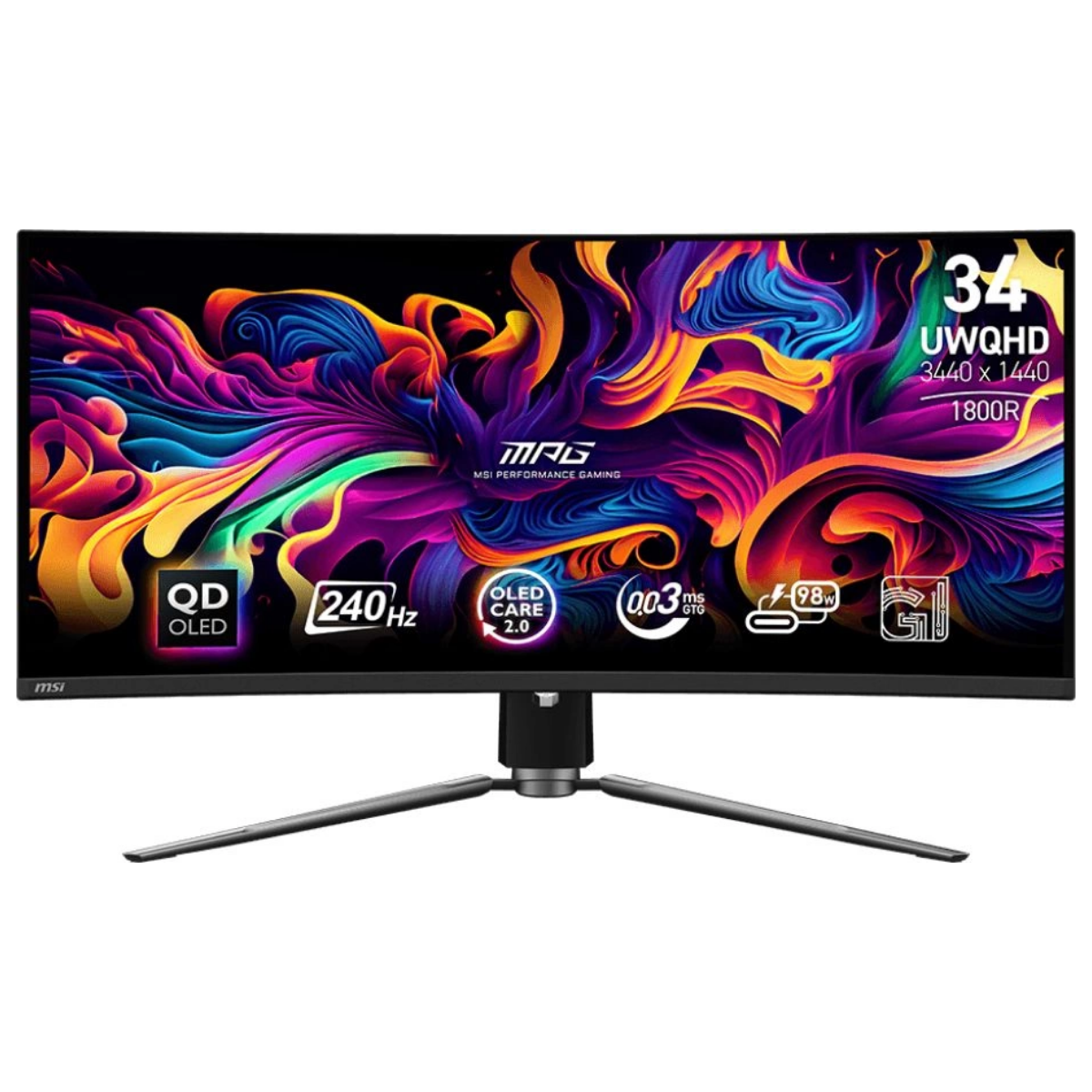 Монитор MSI 34" MPG 341CQPX черный UWQHD 3440x1440 QD OLED 240Гц матовая 250 кд/м² изогнутый DisplayHDR True Black 400