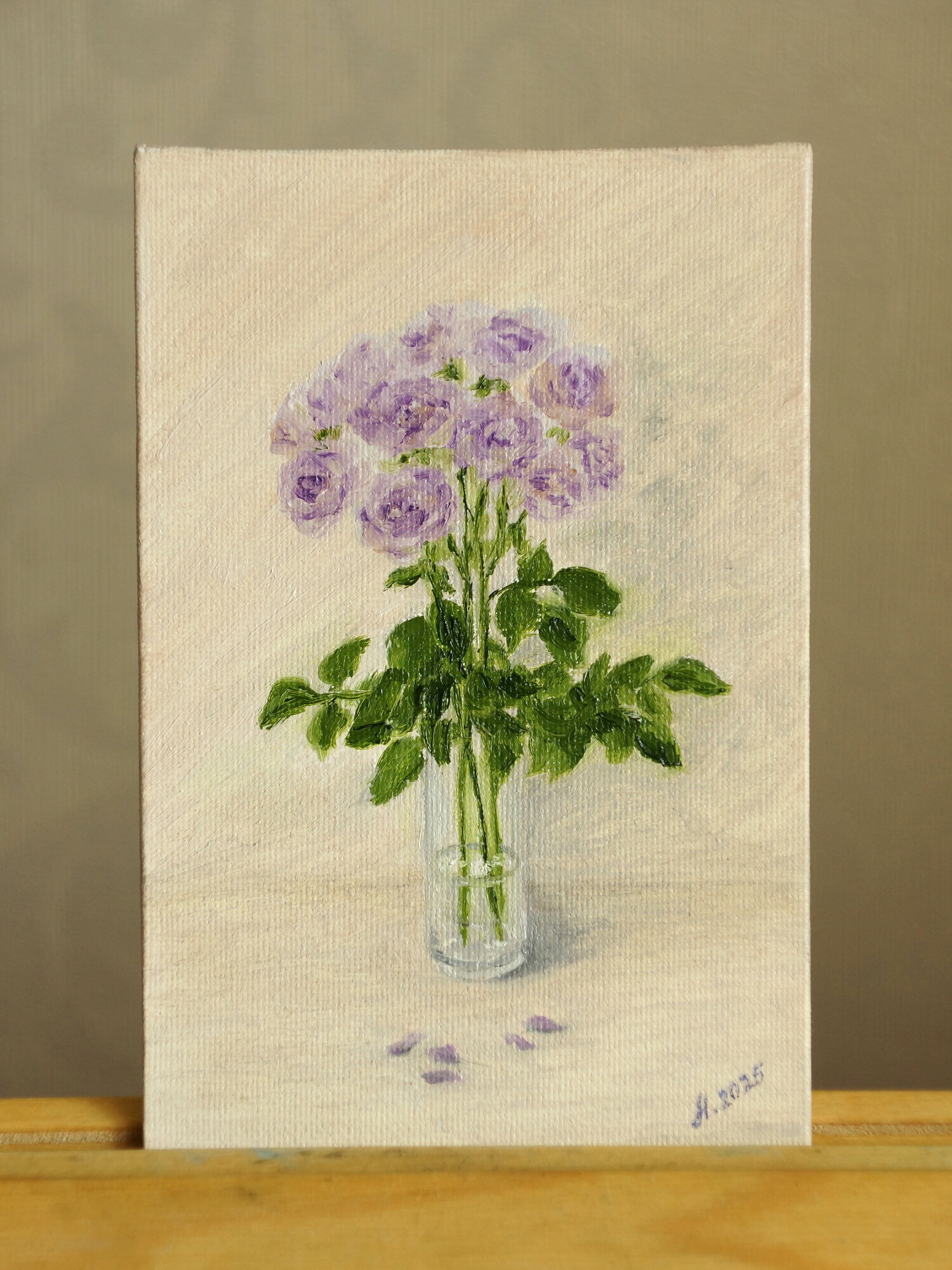 Розы • Открытка маслом на холсте • Натурная масляная живопись