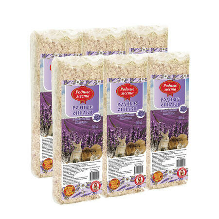 Родные места 6 шт по 20 л родные подстилка для домашних питомцев из стружки древесины хвойных пород с цветками лаванды