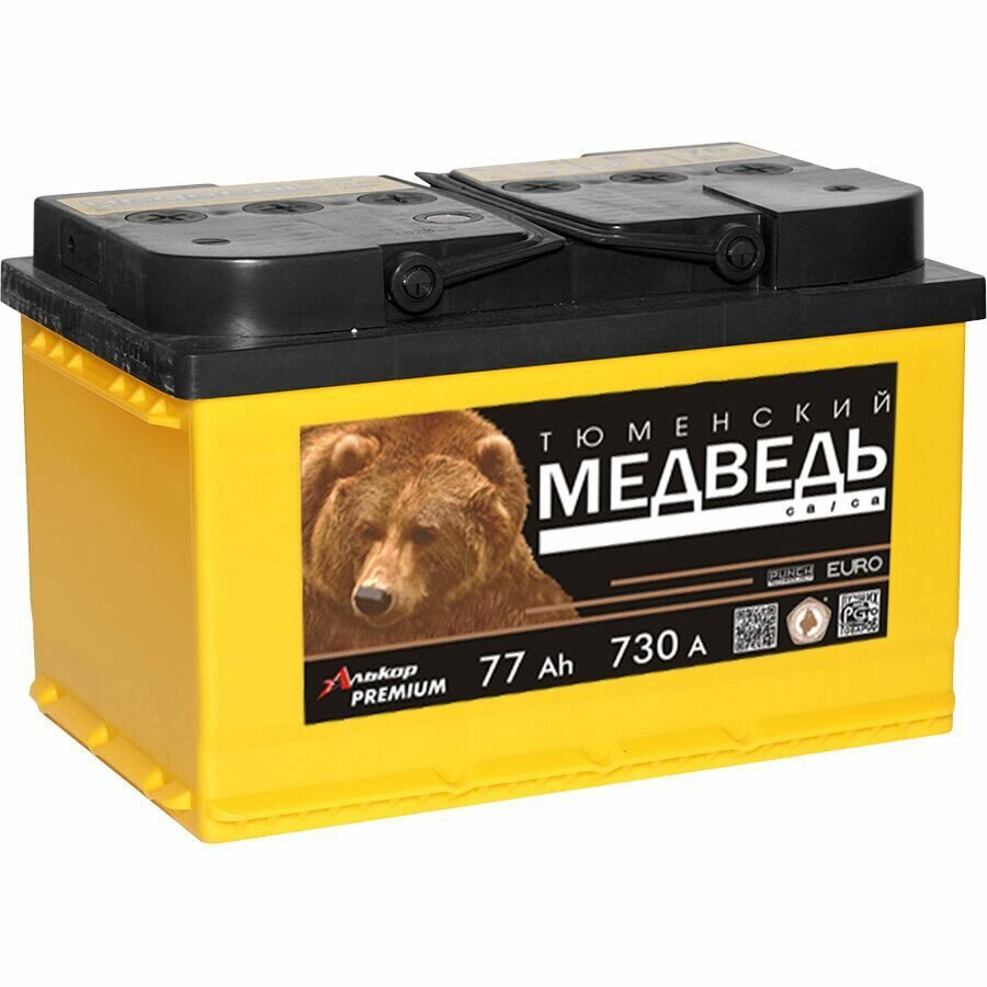Аккумулятор тюменский медведь caca 6ст-77.0 l3 оп 77 ач 730 а 278х175х190 [l3] 4607175659680