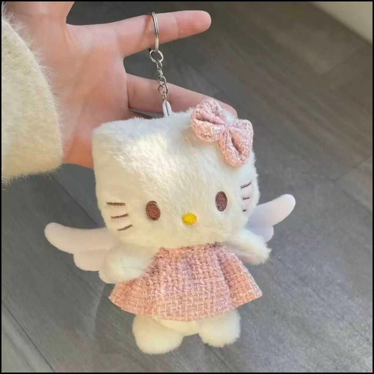 Мягкая игрушка, Мягкий брелок Hello Kitty-ангел в платье со звёздами и крыльями, детская игрушка-кукла на подвеске