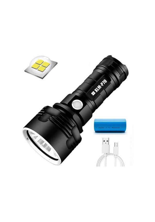 Высокопроизводительный светодиодный фонарик — сверхяркий, 30000–100000 люмен, прочный и мощный, портативный и удобный, черный