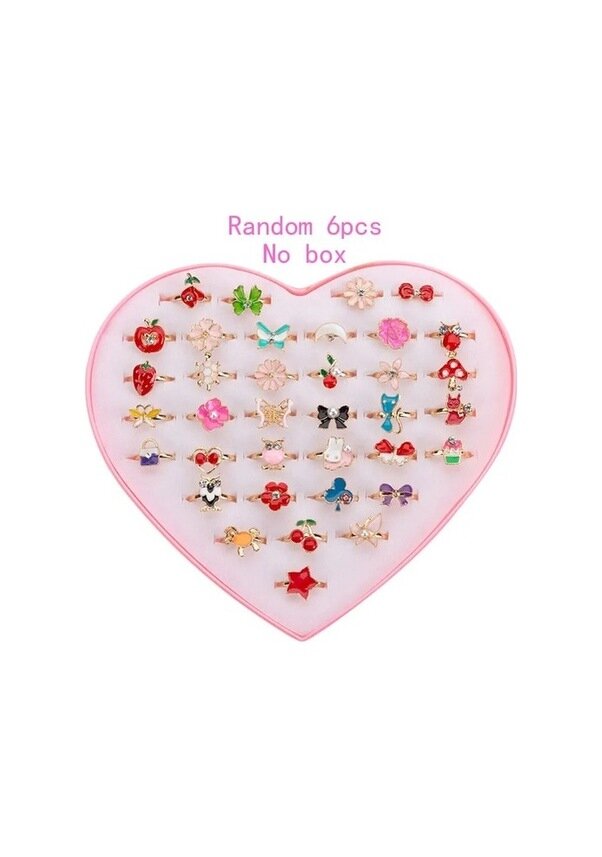 6 шт, детские кольца в стиле E для девочек с рисунком из мультфильмов, кольца в форме фруктов, цветов, животных, бриллиантов, ювелирные изделия, игрушки для ролевых игр, 1938 г, красочные наборы для дома и кухни для детей от 3 лет