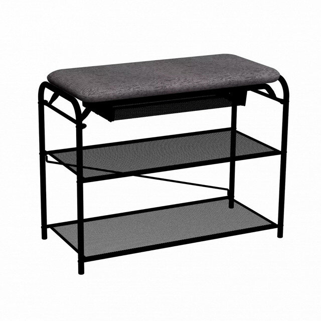 Подставка для обуви ЗМИ "Гранада 23В_НБК", с сиденьем и ящиком, металл, 650x300x500 мм, черная