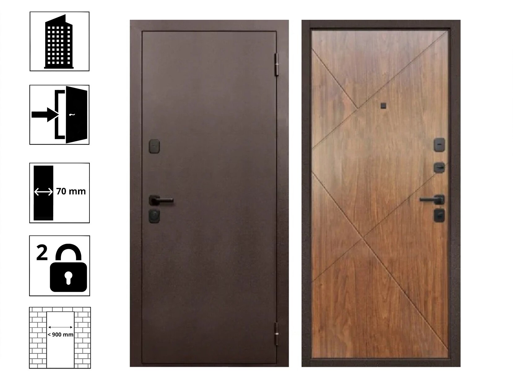 Дверь Ferroni Гарда 7 см Антик медь Мореная береза 860R входная металлическая