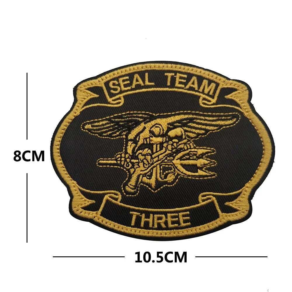 Вышитая нашивка Seal Team Three, 10.5x8 см, V01378-3