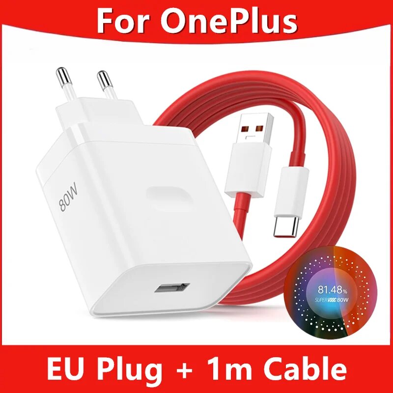 Зарядное устройство 80W EU Plug + кабель 1m для OnePlus
