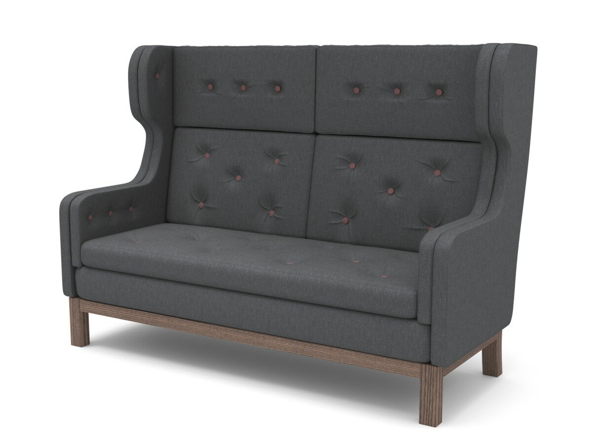 Небольшой диван Soft Element Эликсир Grafit двухместный, тёмно-серый, жаккард, в офис, в салон красоты, для ресторанов