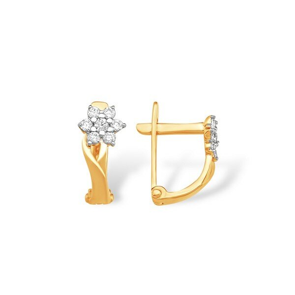 Серьги, красное золото, 585 проба, фианит