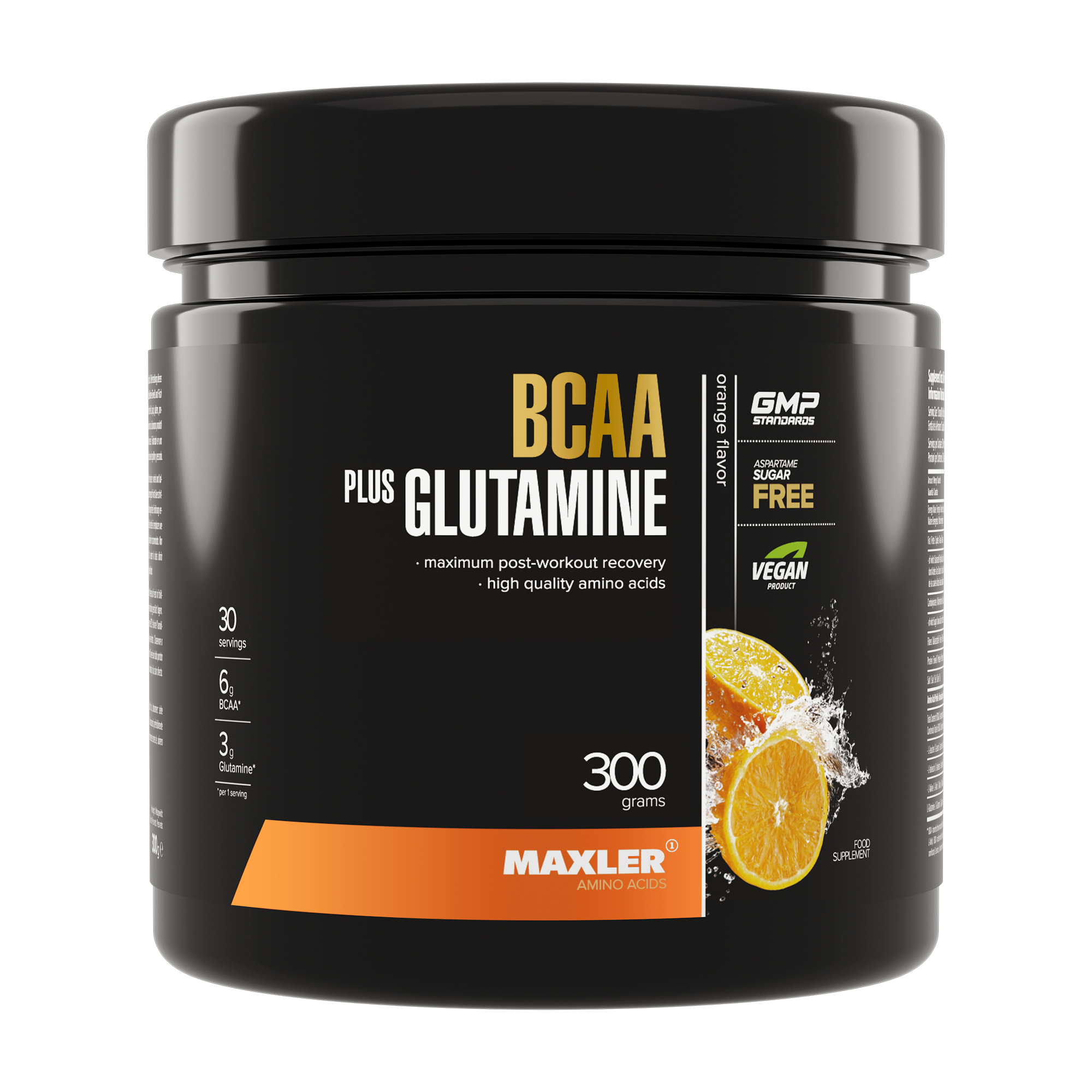 Аминокислоты БЦАА и глютамин MAXLER BCAA+Glutamine, Апельсин, 300 г