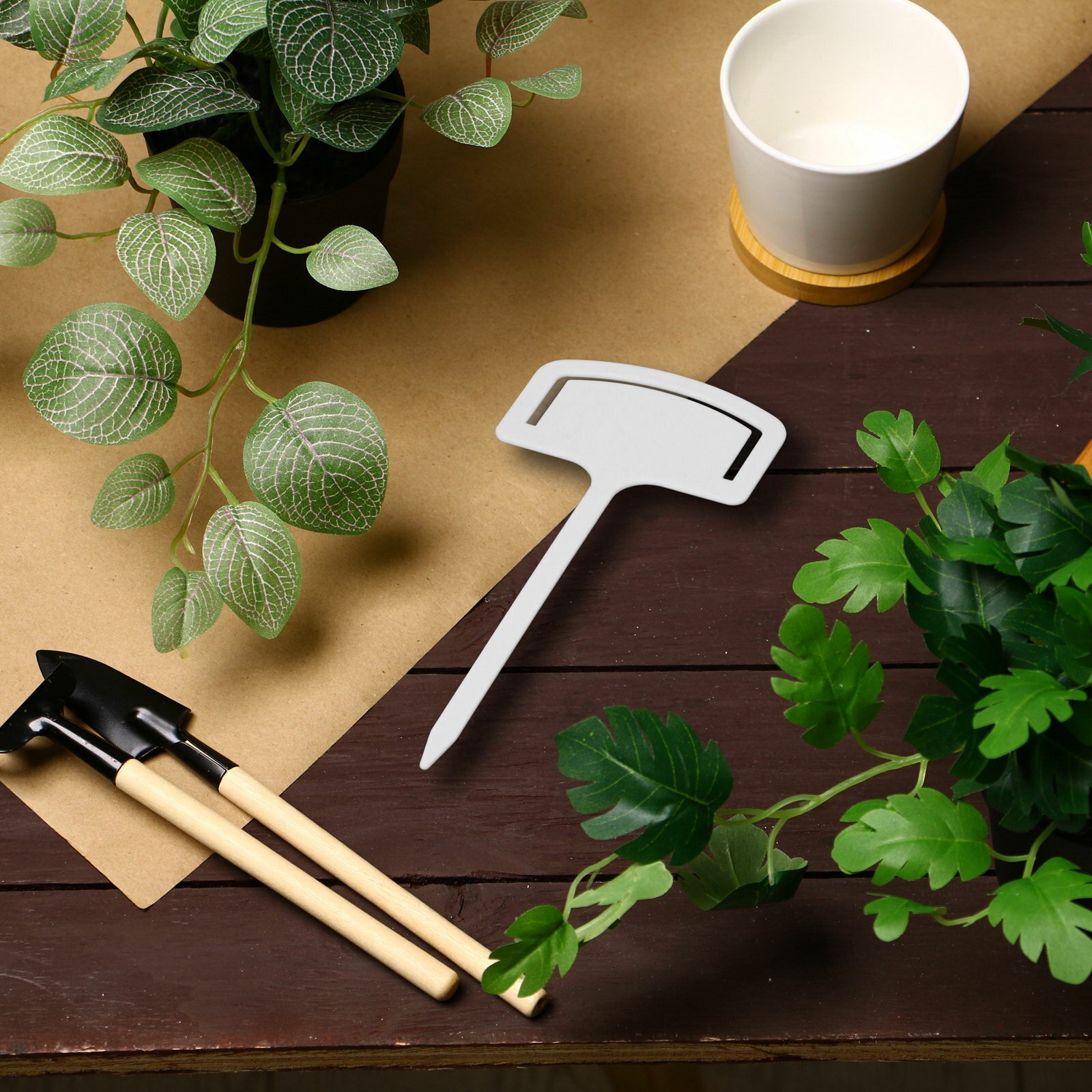 Таблички посадочные, 13 см, набор 20 шт, пластик, белые, цвет: белый