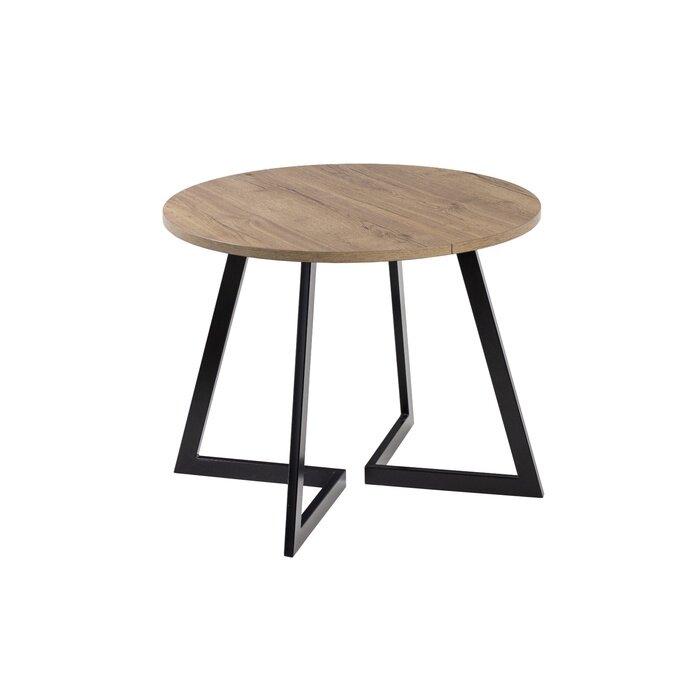 Стол раздвижной «РИМ EGGER», d=1050(1500) мм, цвет дуб галифакс табак/чёрный матовый