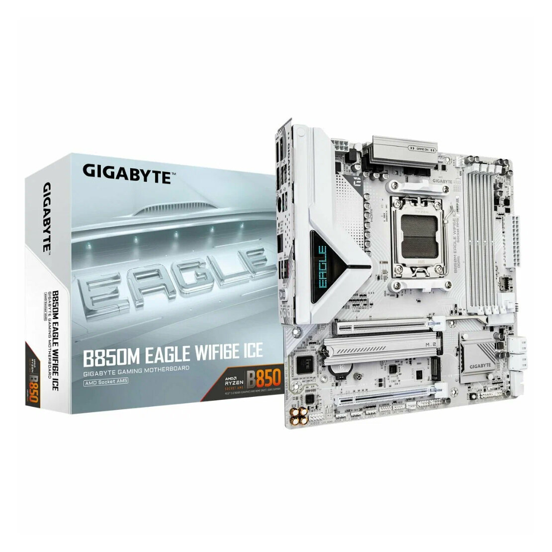 Материнская плата Gigabyte B850M EAGLE WIFI6E ICE, AM5, AMD B850, Micro-ATX, RTL, белый