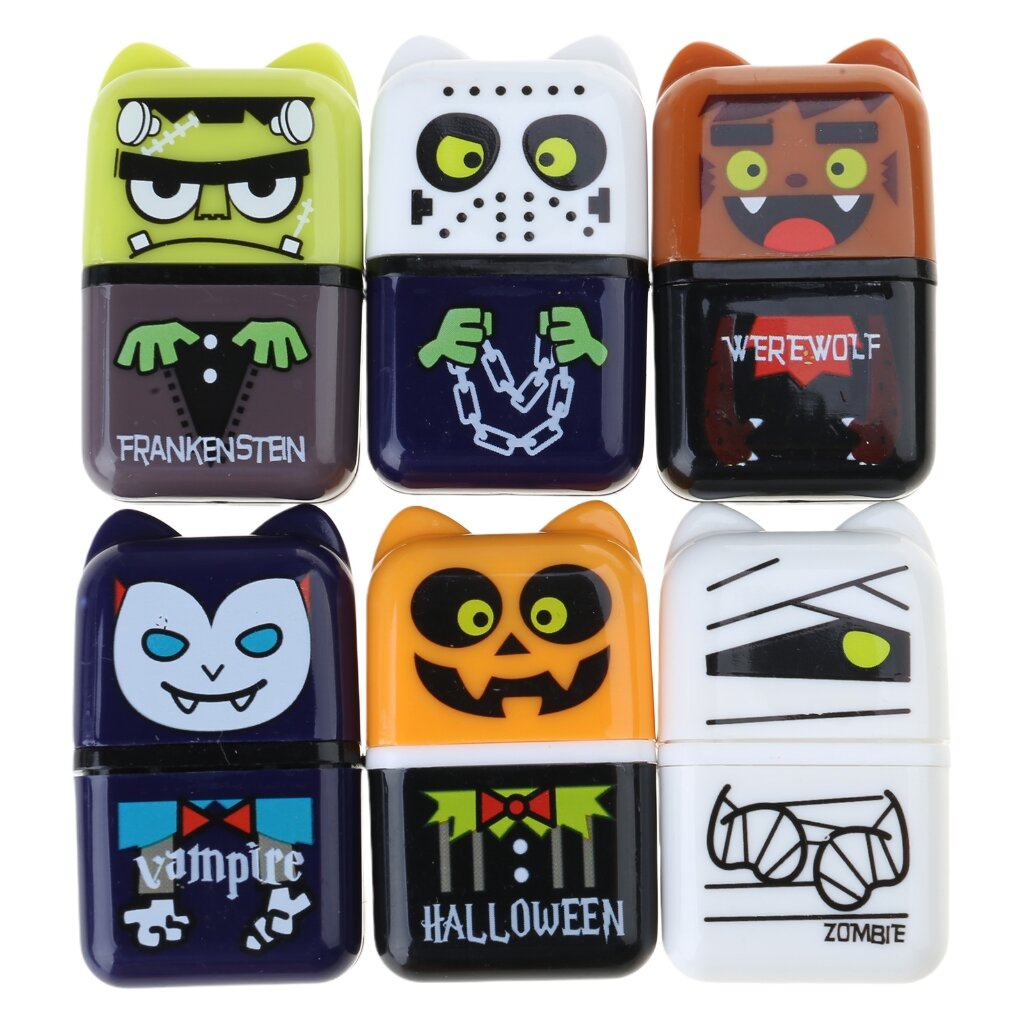 6 штук Роликовых Ластиков Милый Ластик с Футляром для Бритвенного Ролика На Тему Хэллоуина, Ластик для Вечеринки в честь Хэллоуина, Детская Награда
